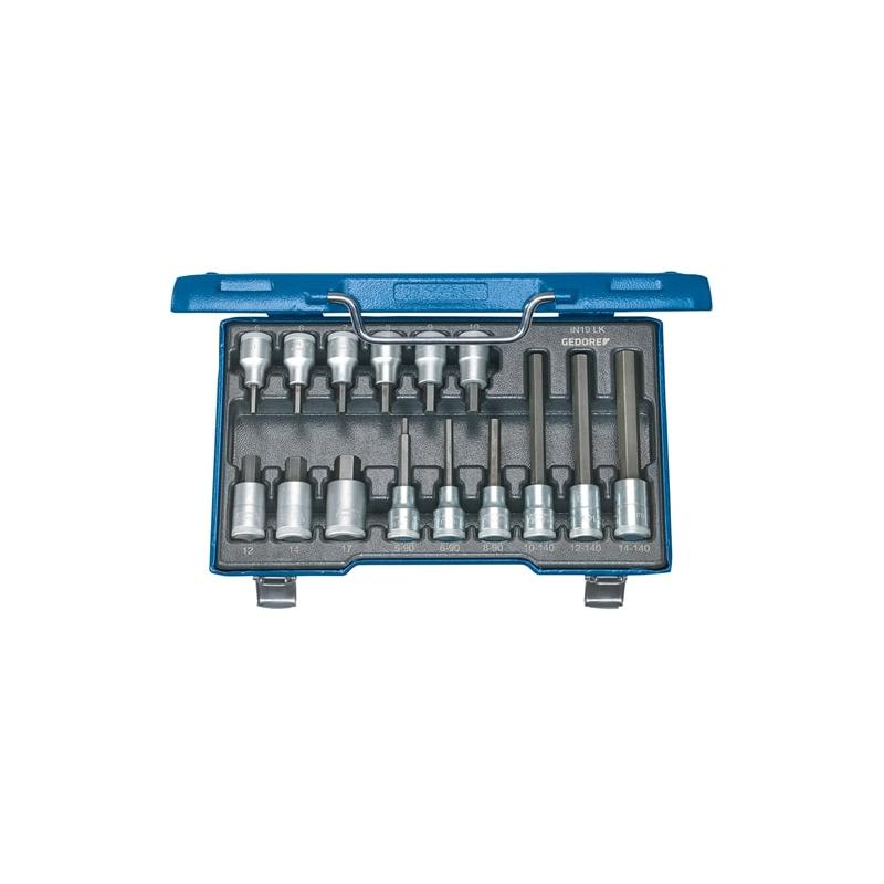Gedore 6129360 Screwdriver Bit Socket Set 1/2" 15 pcs In-Hex 5-17 mm ...