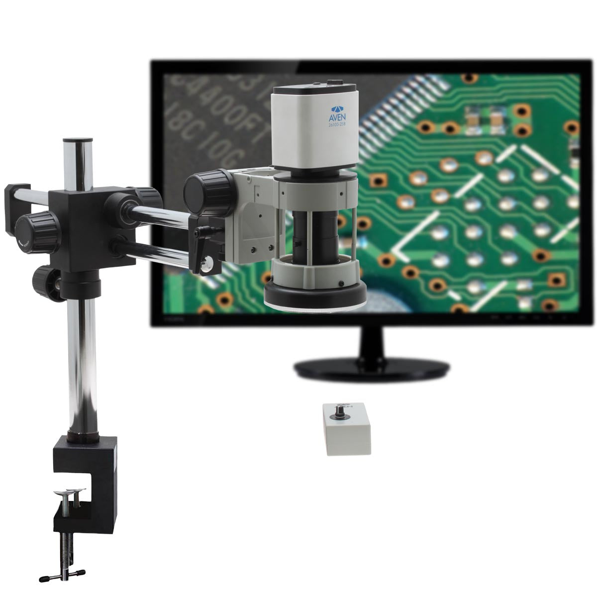 Digital Microscope Mighty Cam Pro [7 -70x] on Double Arm Boom Stand wi ...