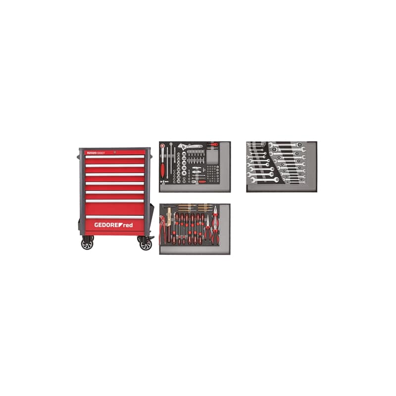 Gedore R22071004 Tool Set In t.Trolley WINGMAN Red 129pcs ...