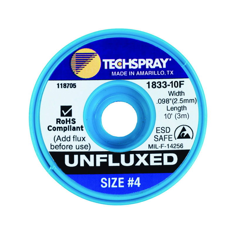 Techspray 1833-10F Unfluxed Blue #4 Braid - AS | 10' (Qty of 25 ...