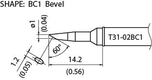 HAK-T31-02BC1 Hakko T31 02 IH Series Soldering Tip — starboardtechnology
