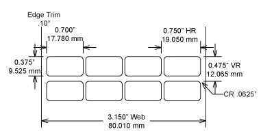 Brady Identco TTL122-451-10 .70x.375 ESD Semi-Gloss White Polyimide Thermal Transfer Label ...