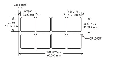 Brady Identco TTL123-451-10 .75x.75 ESD Semi-Gloss White Polyimide Thermal Transfer Label ...
