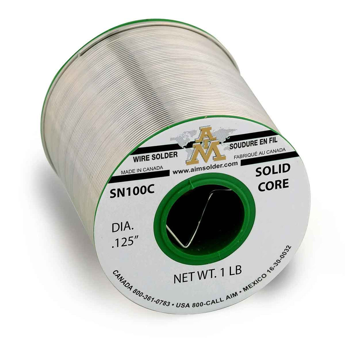 AIM SN100C Lead Free Solid Core Wire Solder .125" Diameter (24 rolls ...