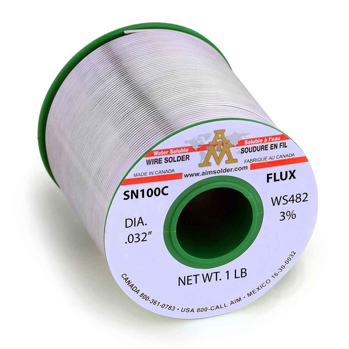 AIM SN100C WS482 3% Lead Free Water Soluble Core Wire Solder .032" Dia ...