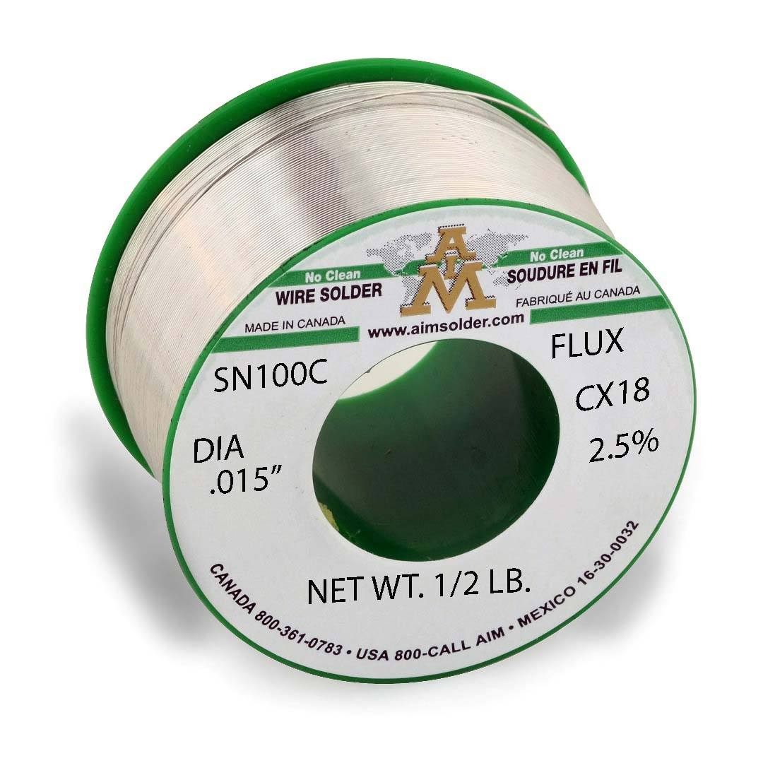 AIM SN100C CX18 2.5% Lead Free No Clean Core Wire Solder (24 rolls ...