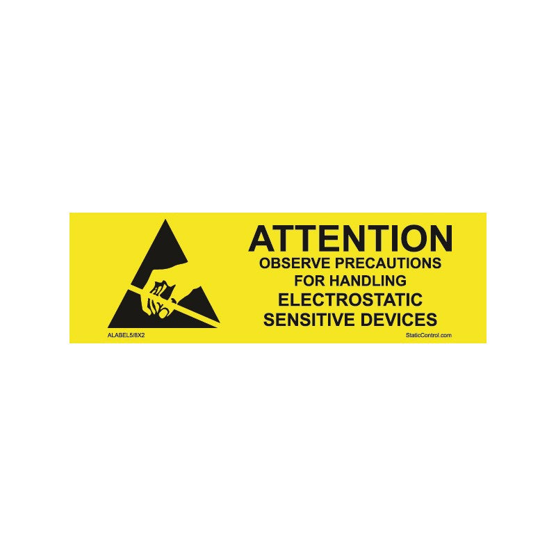 SCS ALABEL5/8X2 ESD Caution Label, 5/8" x 2" 1000/roll — starboardtechnology