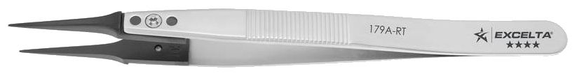 Excelta 179A-RT ESD-Safe Neverust® Stainless Steel Tweezers with Finge ...