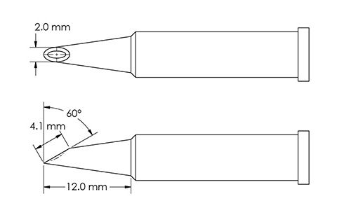 Metcal GT6-HF6020V Beveled 60° x 4.1mm Hoof Concave Solder Tip, 2.0 x ...