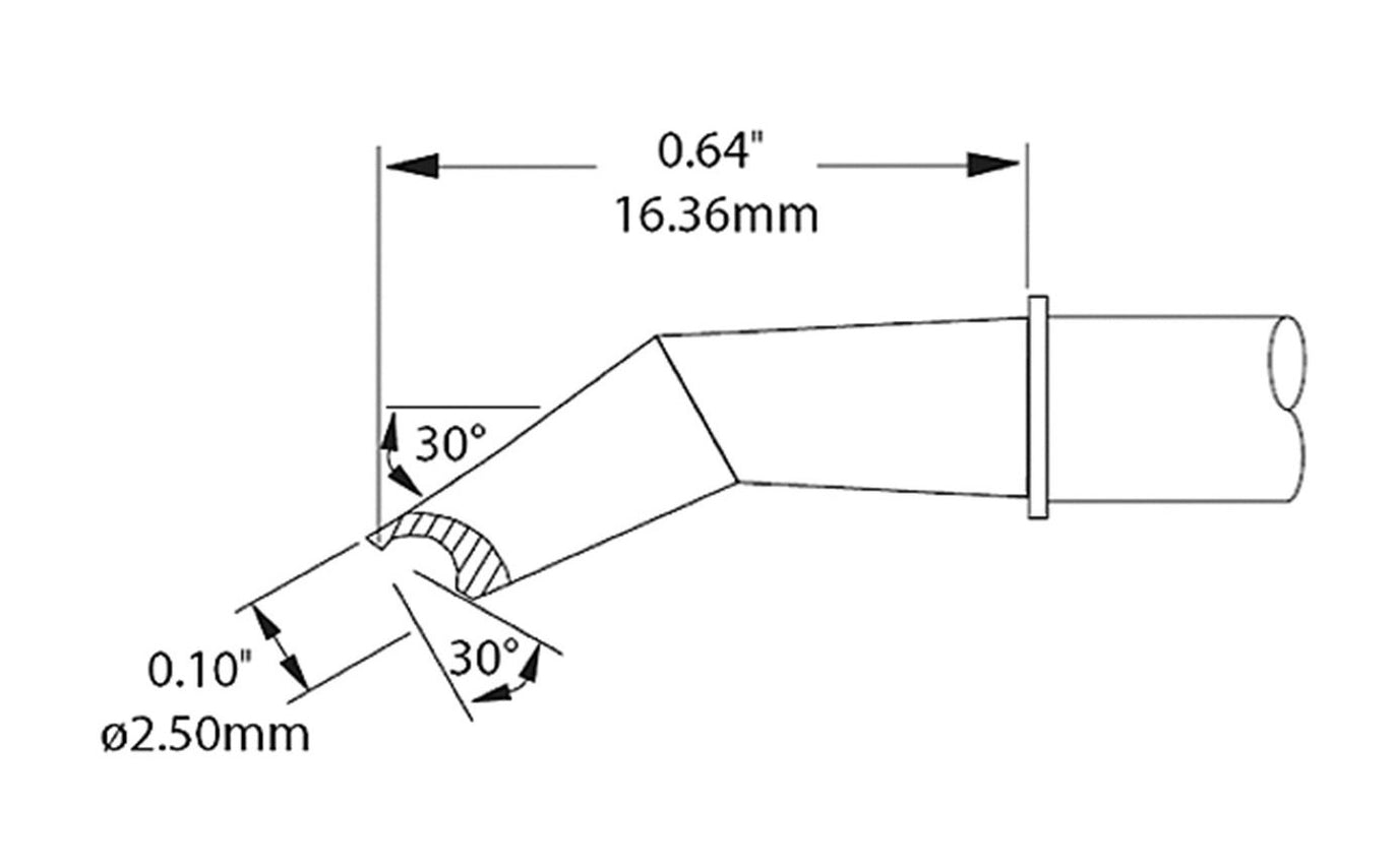 Metcal SMC-6HF3025S 600 Series 30° Concave Hoof Solder Rework Cartridg ...