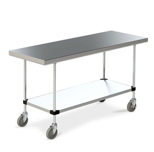 Metro MWTS2436FS 24" x 36" Mobile Stainless Steel Work Table with Stai ...
