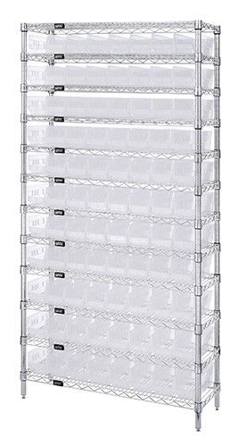 Quantum WR12-101CL Wire Shelving System with 12 Shelves, 12" x 36" x 7 ...
