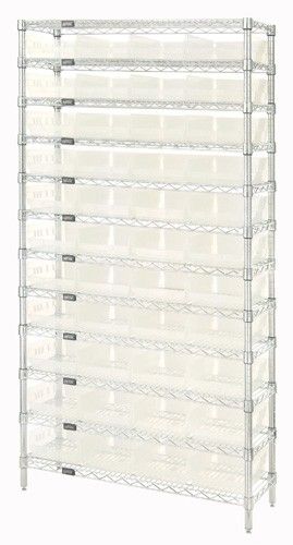 Quantum WR12-107CL Wire Shelving System with 12 Shelves, 12" x 36" x 7 ...