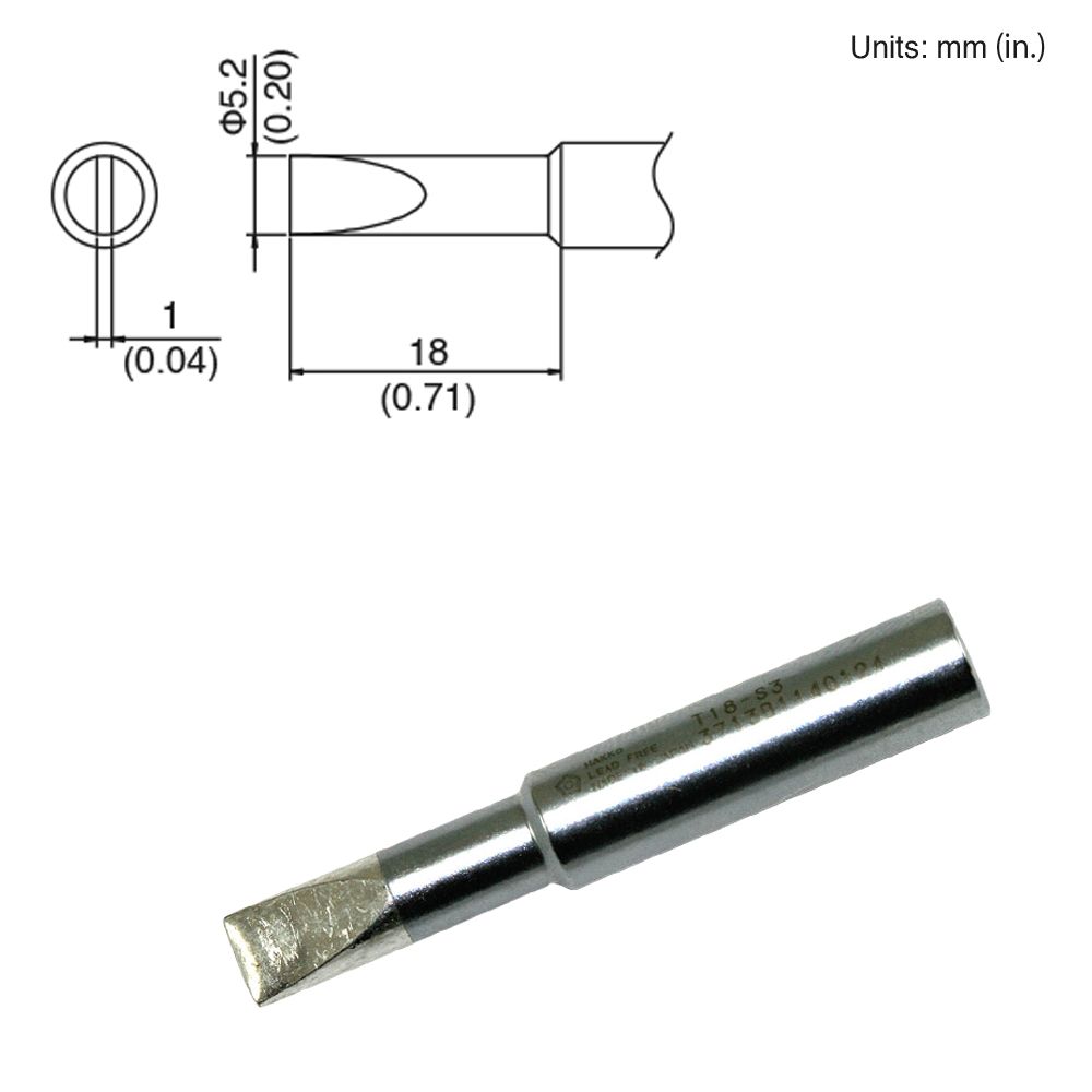 Hakko T18-S3 Chisel Tip Soldering Tip (Qty of 10) — starboardtechnology