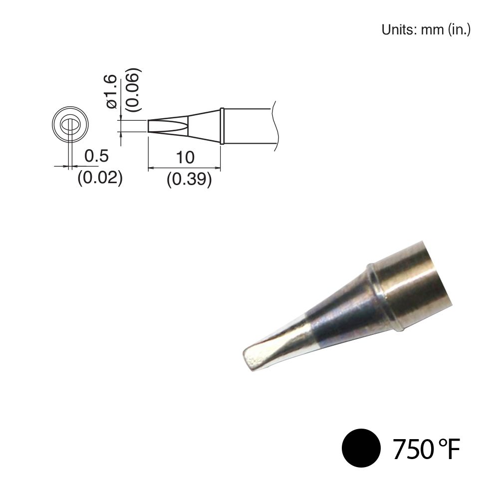 Hakko T31-02D16 Chisel Tip, 750°F / 400°C Soldering Tip — starboardtechnology