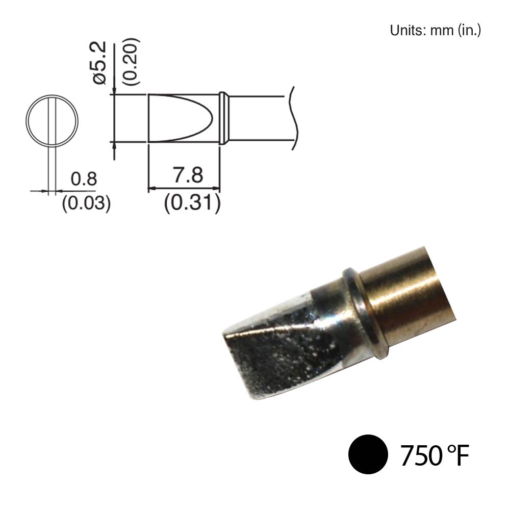 Hakko T31-02D52 Chisel Tip, 750°F / 400°C Soldering Tip — starboardtechnology