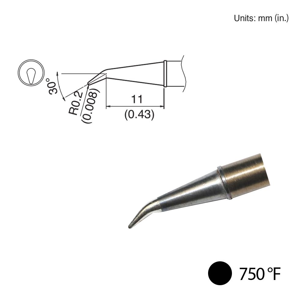 Hakko T31-02J02 Angled Tip, 750°F / 400°C Soldering Tip (Qty of 10) — starboardtechnology