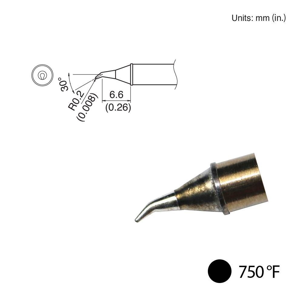 Hakko T31-02JS02 Angled Tip, 750°F / 400°C Soldering Tip — starboardtechnology