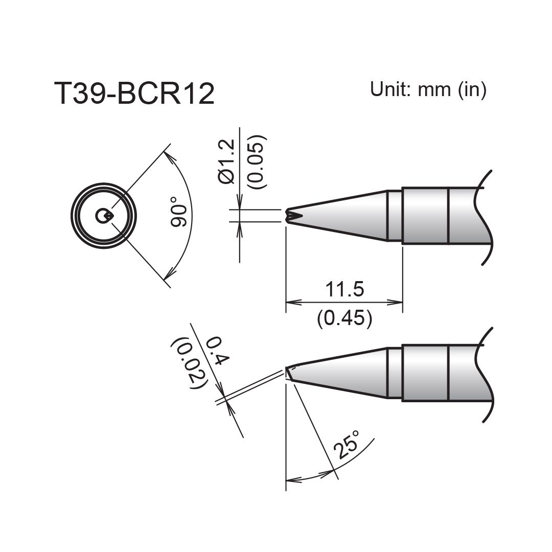 Hakko T39-BCR12 Bevel V-Groove Tip Soldering Tip (Qty of 10) — starboardtechnology