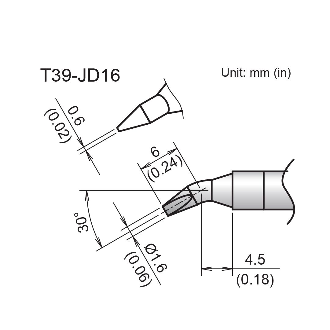 Hakko T39-JD16 Bent Chisel Tip Soldering Tip (Qty of 10) — starboardtechnology