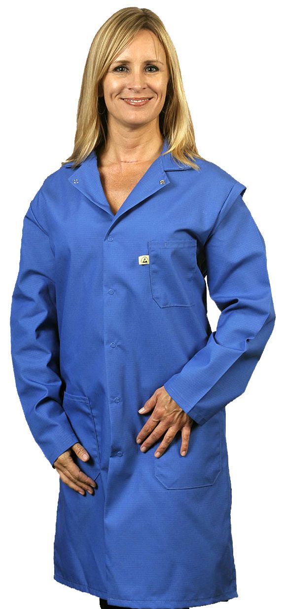 TechWear 371 Nylostat Knee-Length ESD Lab Coat with 3 Outer Pockets ...